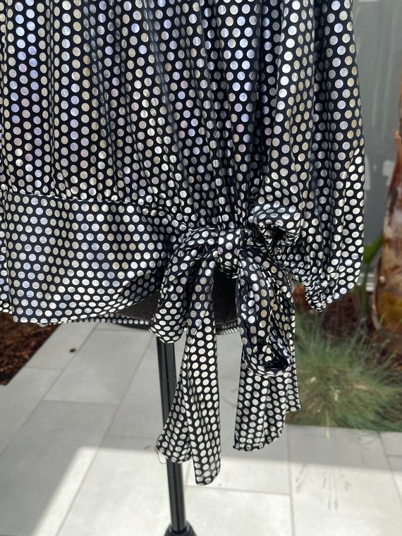 Silver Lame Liquid Metal 80s Vintage Metallic Blouse … - Gem