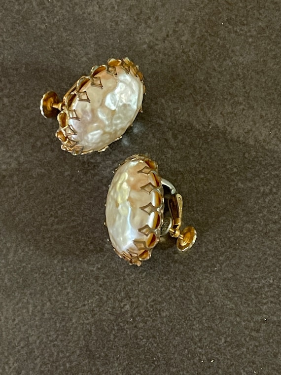 Signed Miriam Haskell Baroque Pearl Earrings - Gem