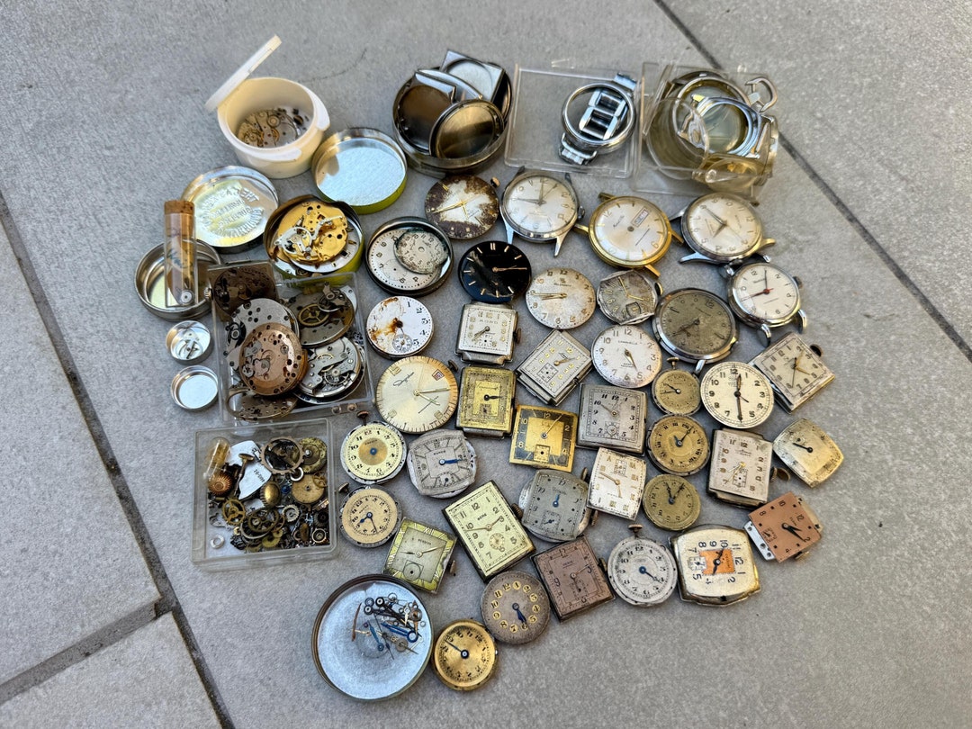 Antique Vintage Watch Parts High End Brands Big Lot of Movements Cases ...