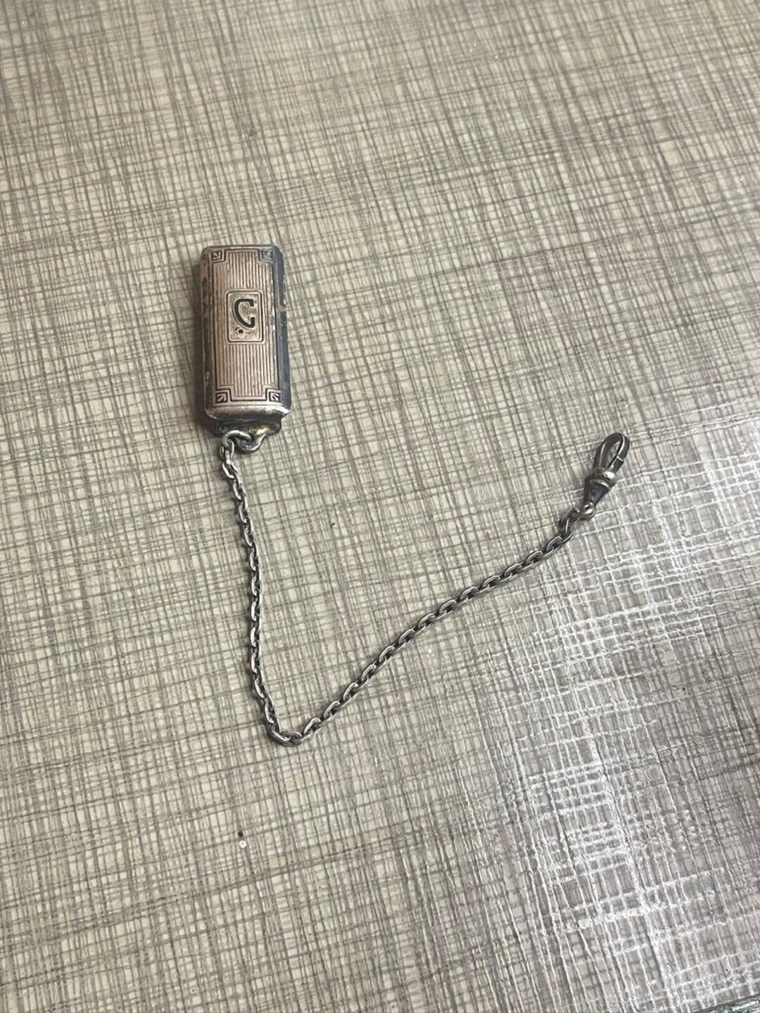 Hickok Beltogram Pocket Watch Fob Chain Silver Nickel Plate Initial C ...