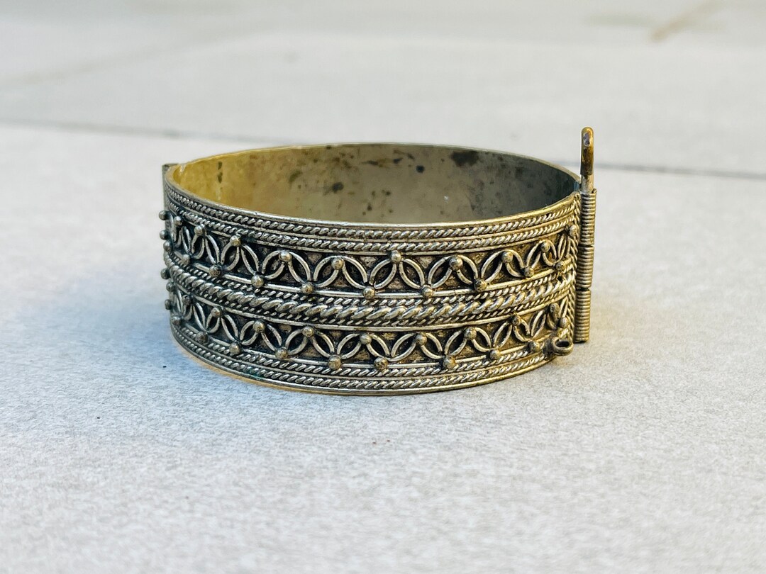 Etruscan Revival Silver Moroccan Hinged Bangle Ethnic Bracelet - Etsy