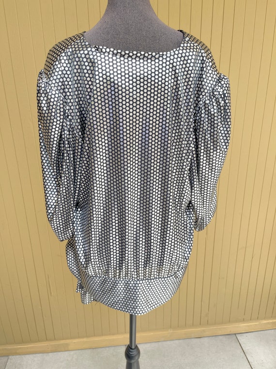 Silver Lame Liquid Metal 80s Vintage Metallic Blouse … - Gem
