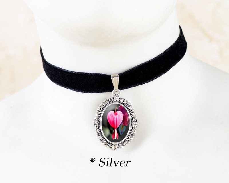 Bleeding Heart Choker Collar Gothic Choker Necklace, Pink Flower ...