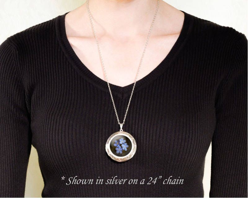 Forget Me Not Locket Silver Widow Gift for Loss of a Loved - Etsy