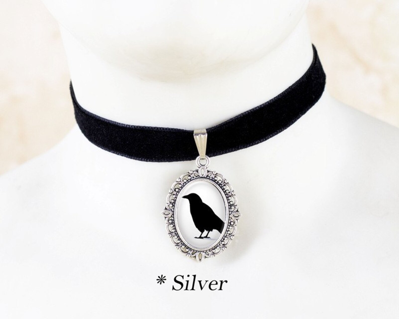 Gothic Crow Choker Black Velvet Choker Raven Crow Jewelry - Etsy Canada