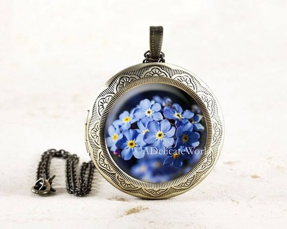 Forget-me-not Locket Necklace Bereavement Gift for Mother | Etsy