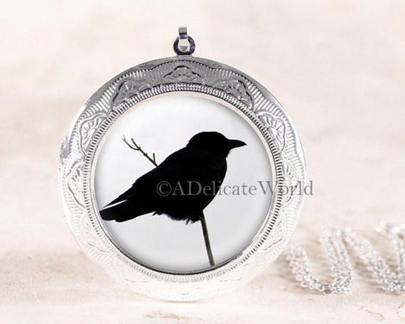 Crow Jewelry Locket Silver Bird Jewelry Gothic Crow Locket | Etsy
