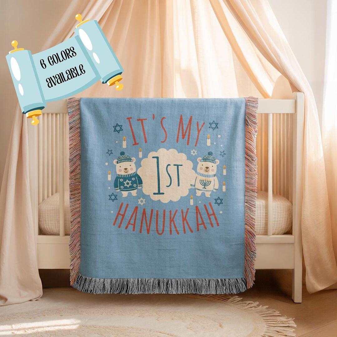 My First Hanukkah Woven Baby Blanket, Cozy Jewish Newborn Gift - Etsy