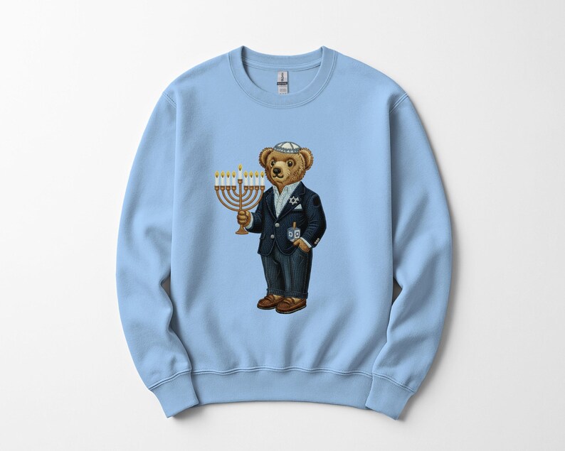 Jewish Bear Crewneck: Unisex Cotton-blend Hanukkah Sweatshirt - Etsy