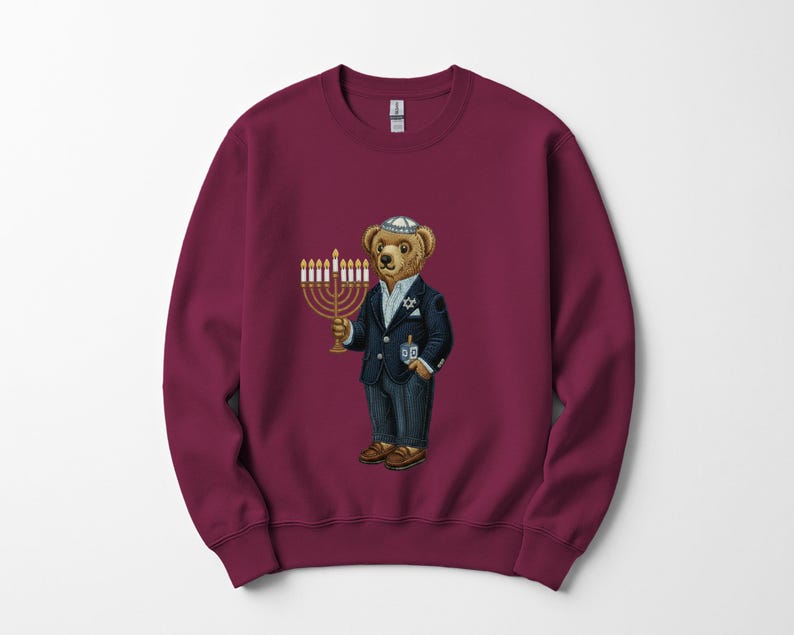 Jewish Bear Crewneck: Unisex Cotton-blend Hanukkah Sweatshirt - Etsy
