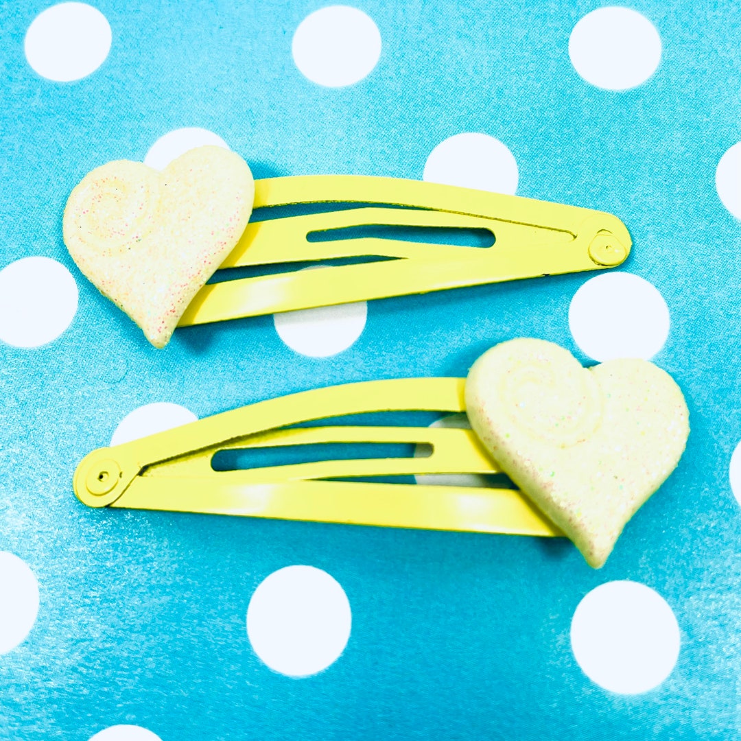 Clips de pelo del corazón clips de pelo de color amarillo - Etsy España