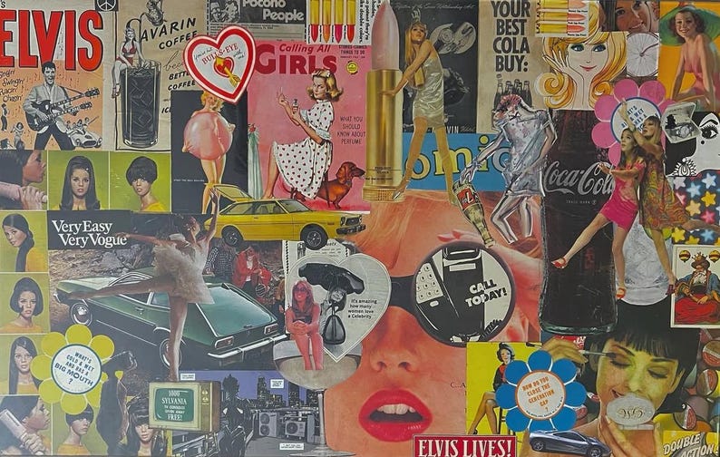 Custom Vintage Magazine Collage: Personalized Mixed Media Art - Etsy
