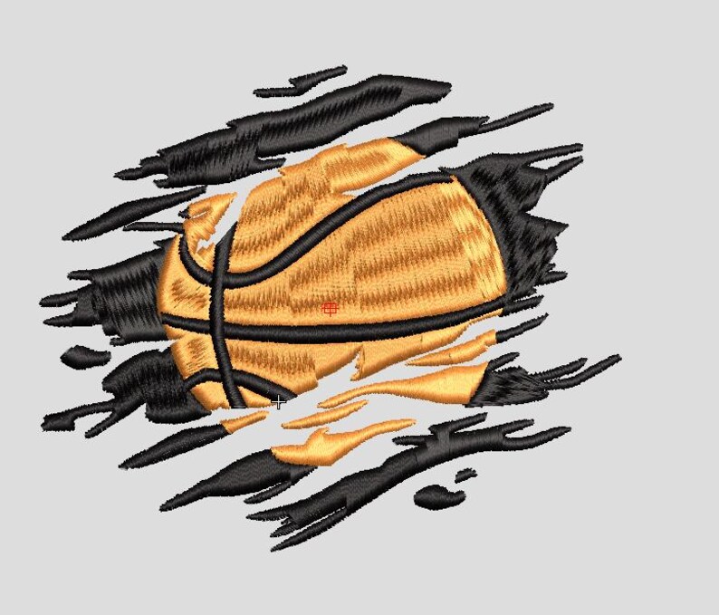Ripped Basketball Embroidery Design - Distressed Effect Sports Logo ...
