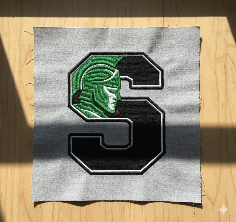 S Spartan Letter Embroidery Design – Bold Spartan Helmet Machine ...