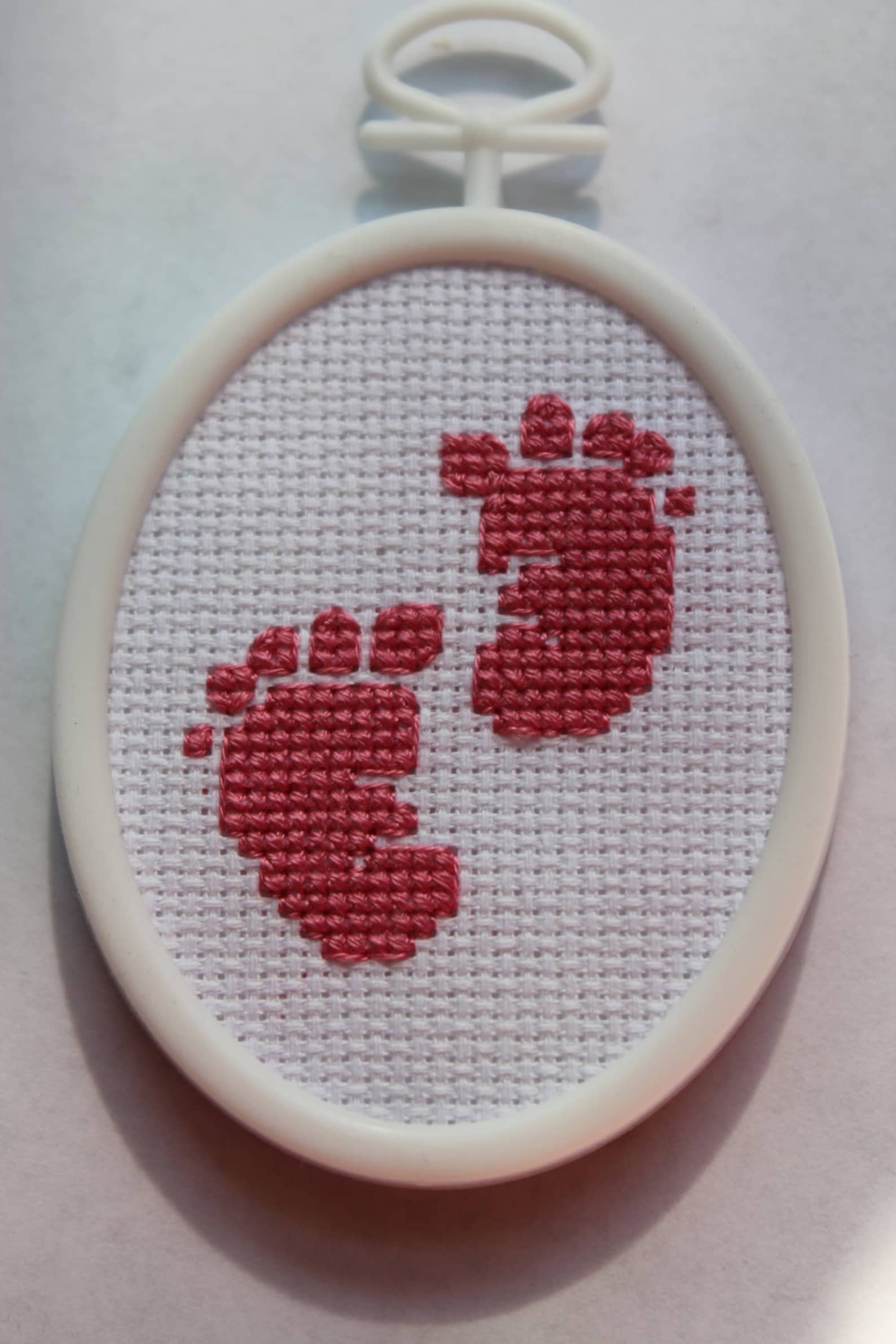 Oval Cross Stitch Pink Baby Feet - Etsy