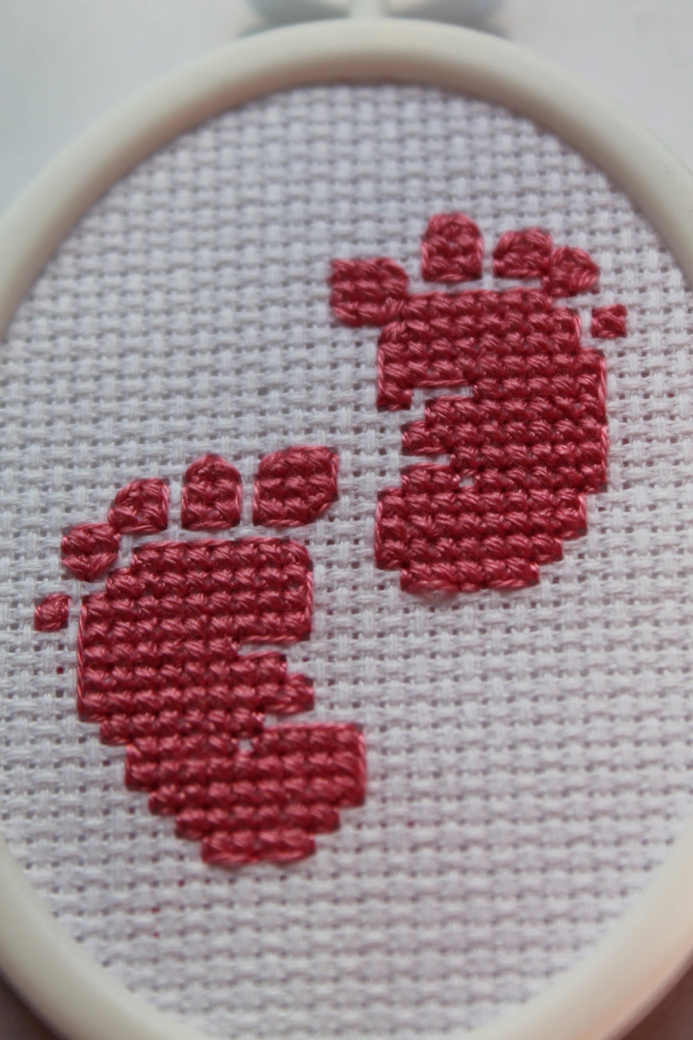 Oval Cross Stitch Pink Baby Feet - Etsy