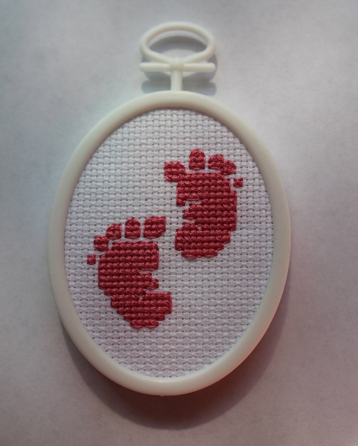 Oval Cross Stitch Pink Baby Feet - Etsy