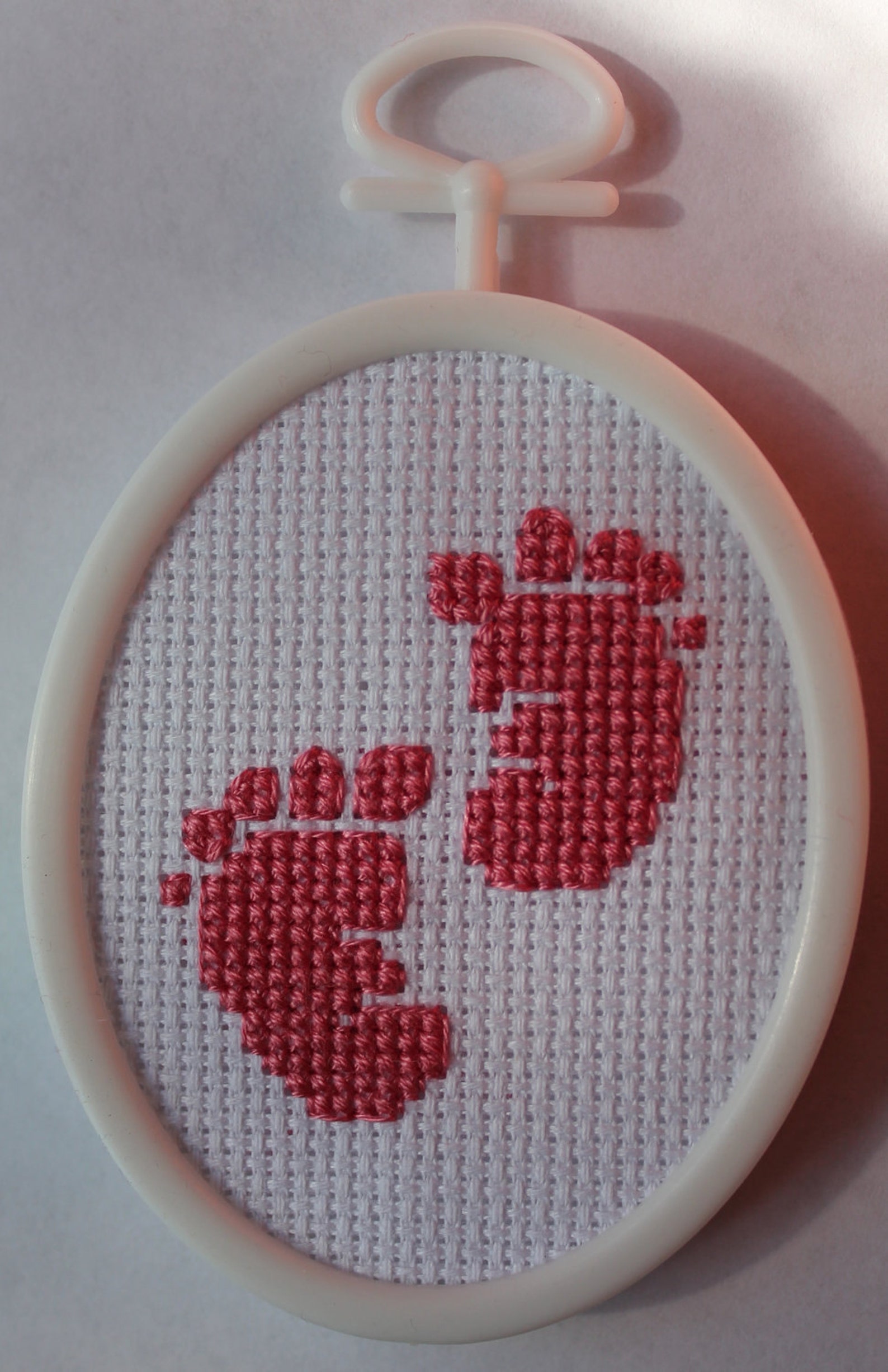 Oval Cross Stitch Pink Baby Feet - Etsy