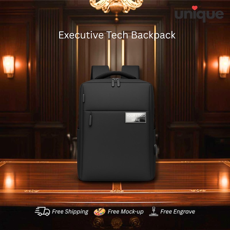 Black Backpack With Logo - Etsy