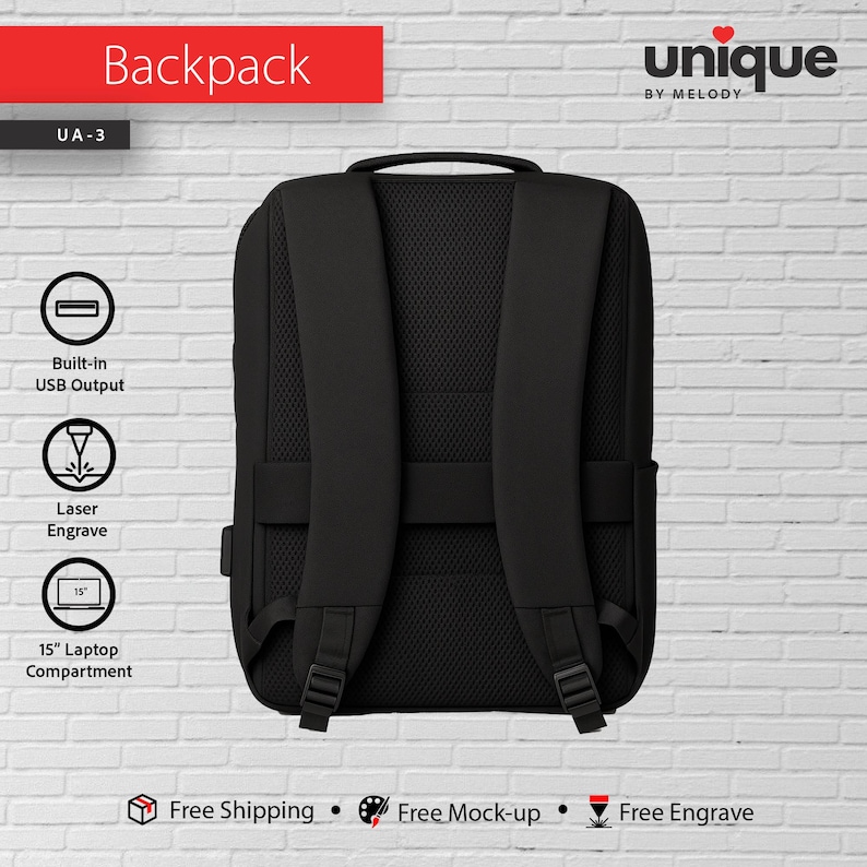 Company Logo Laptop Backpack Purse Waterproof Personalised USB Charging ...