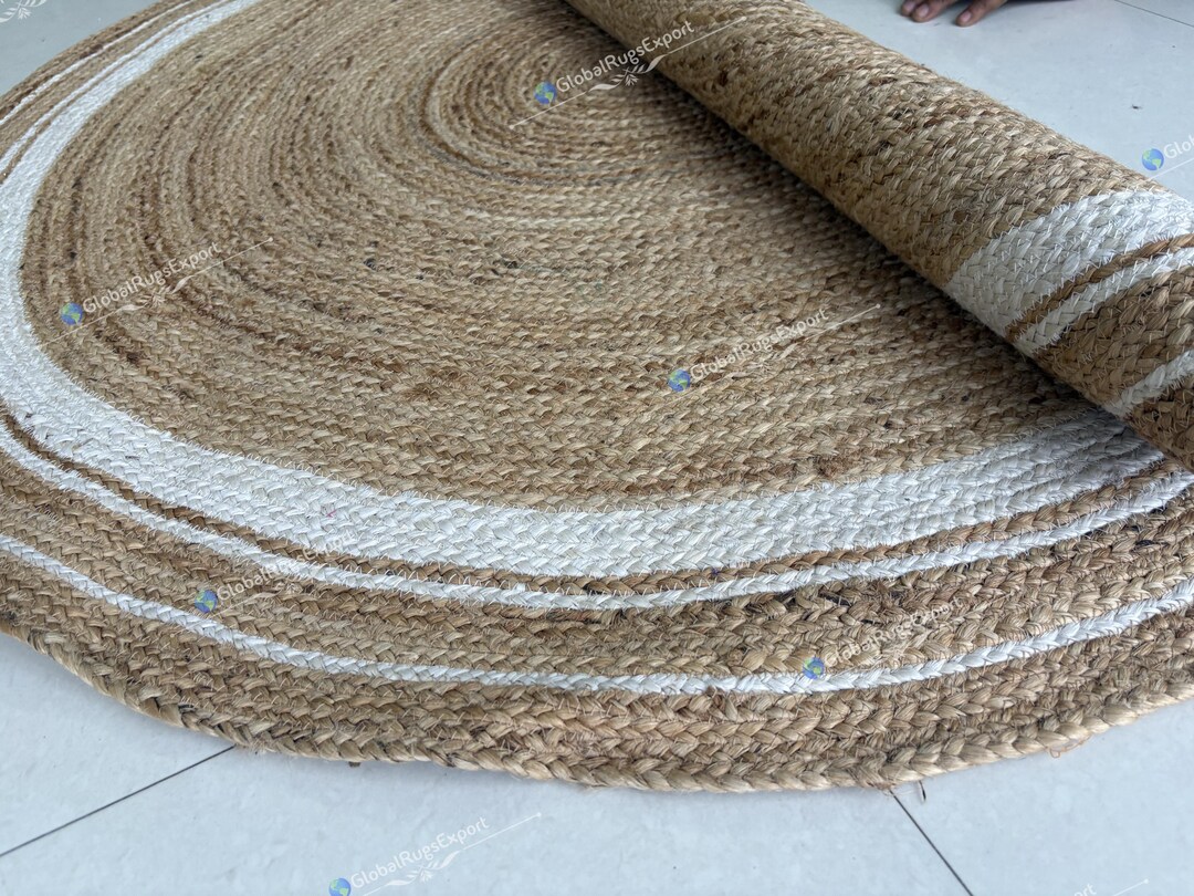 Handwoven Round Jute Rug – Natural Boho Circle Rug for Home Décor Jute ...