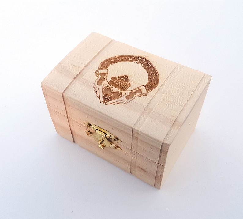 Irish Claddagh Small Latched Wooden Box Free Engraved - Etsy