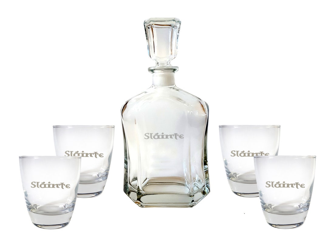 Sláinte Glass Decanter & Rocks Glass Set Free Personalized Engraving ...