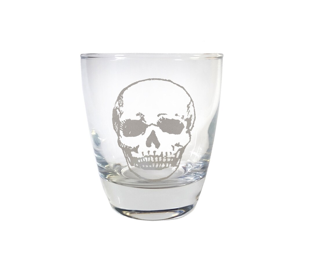 Skull Lowball Rocks Glass 10 Oz: Free Personalization, Gothic Decor - Etsy