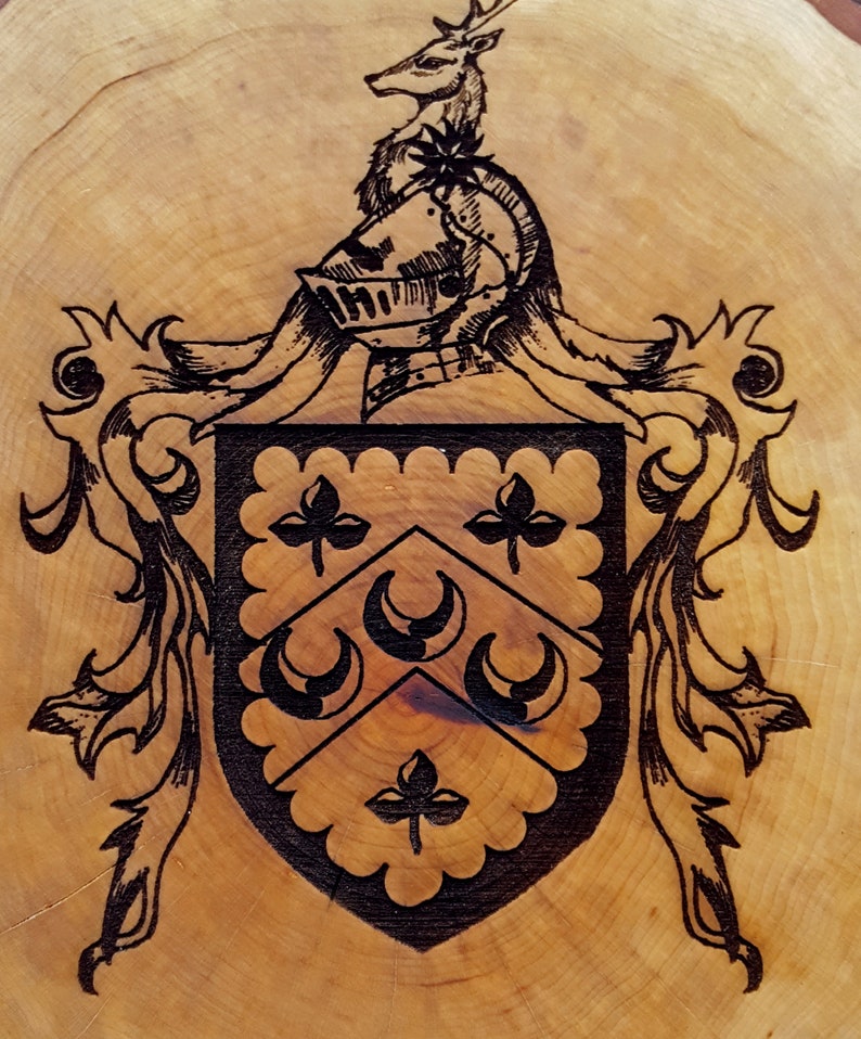Log Round Custom Family Crest Wall Plaque Large Engraved | Etsy