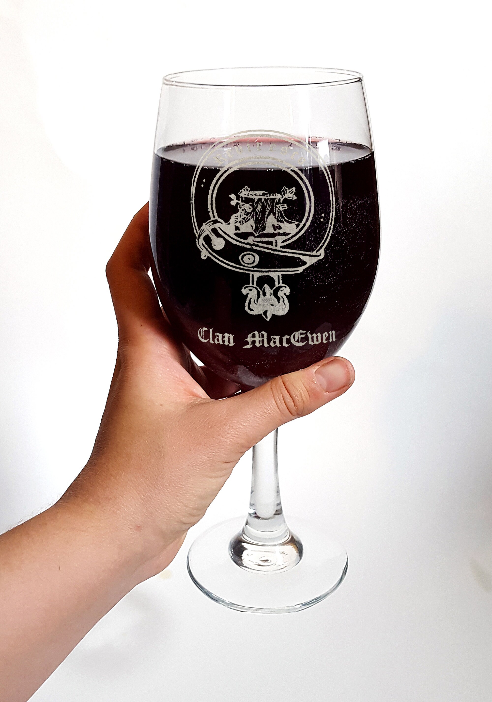 Custom Scottish Clan Crest Clear Wine Glass 18 Oz Engraved - Etsy
