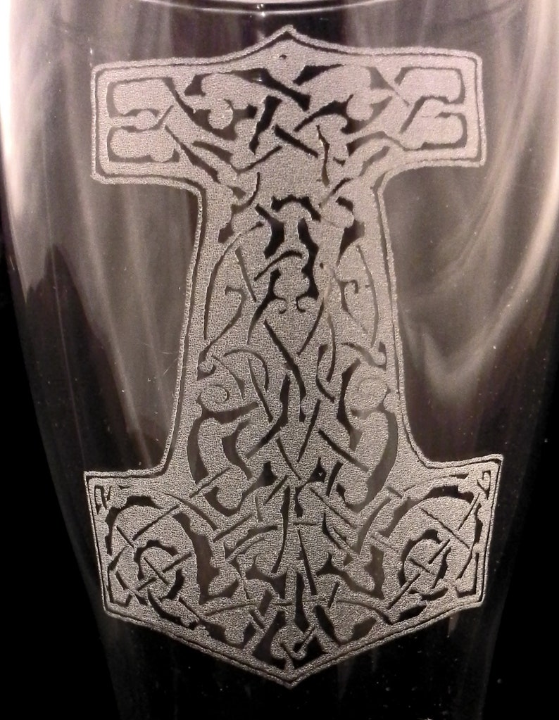 Thor's Hamer Mjolnir Pint Glass - Free Personalized Engraving, Viking ...