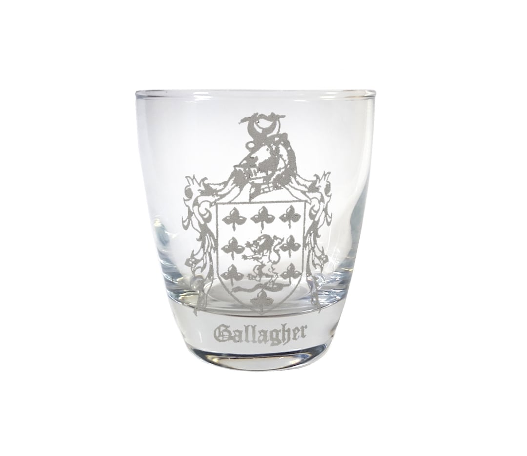 Gallagher Irish Family Coat of Arms Clear Lowball Rocks Glass 10oz ...