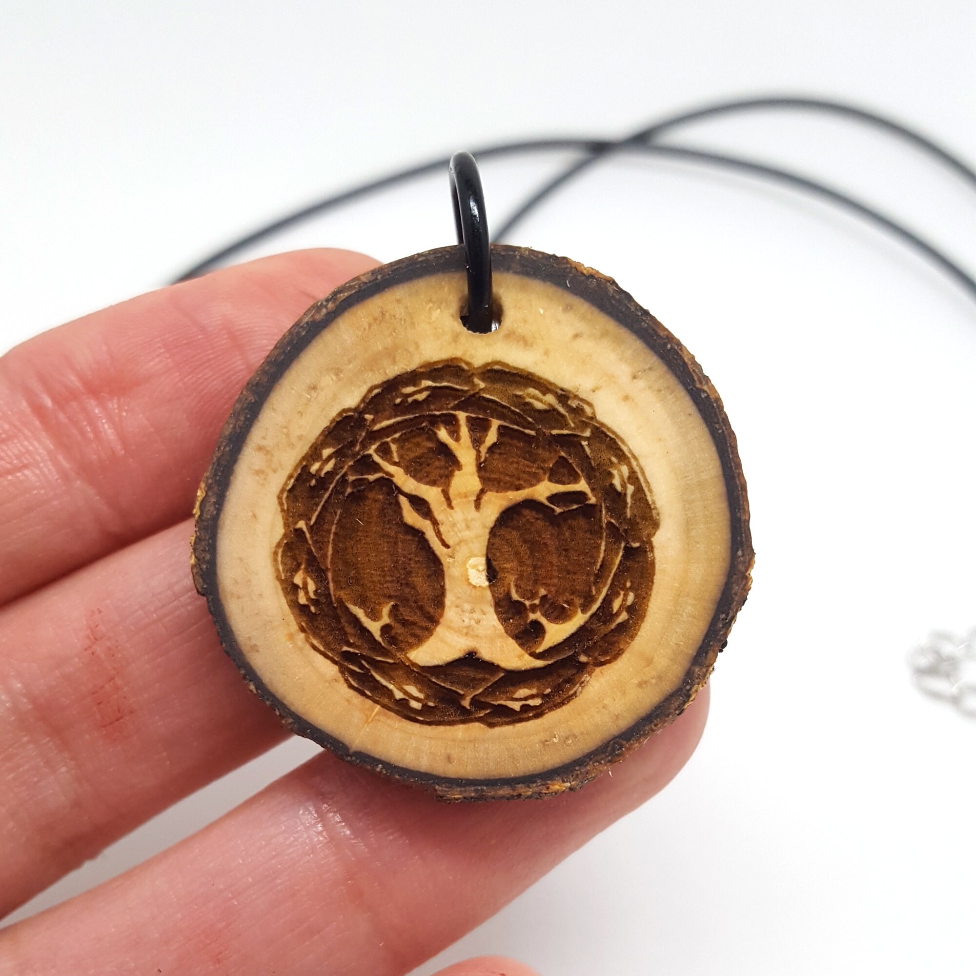 Tree of Life Wooden Pendant Necklace, Engraved Personalization, Celtic ...