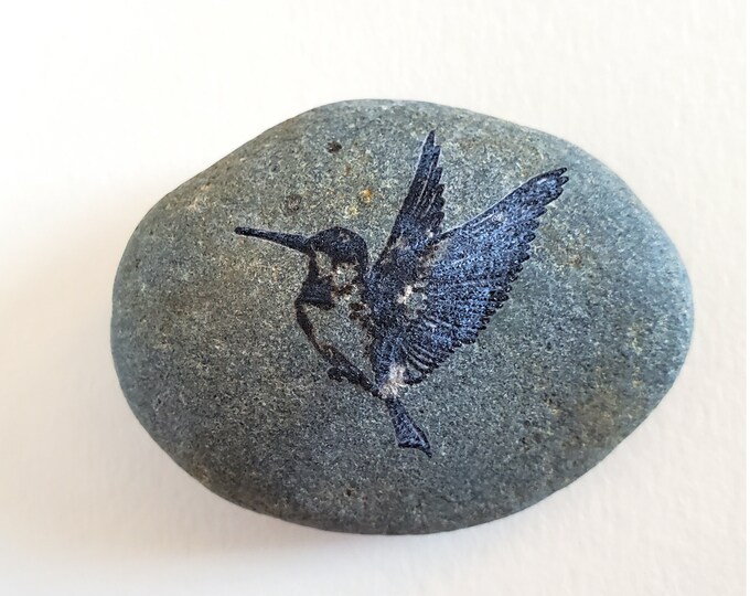 Hummingbird and Cherry Blossom Painted Rocks for Gifts, Flower Painted ...