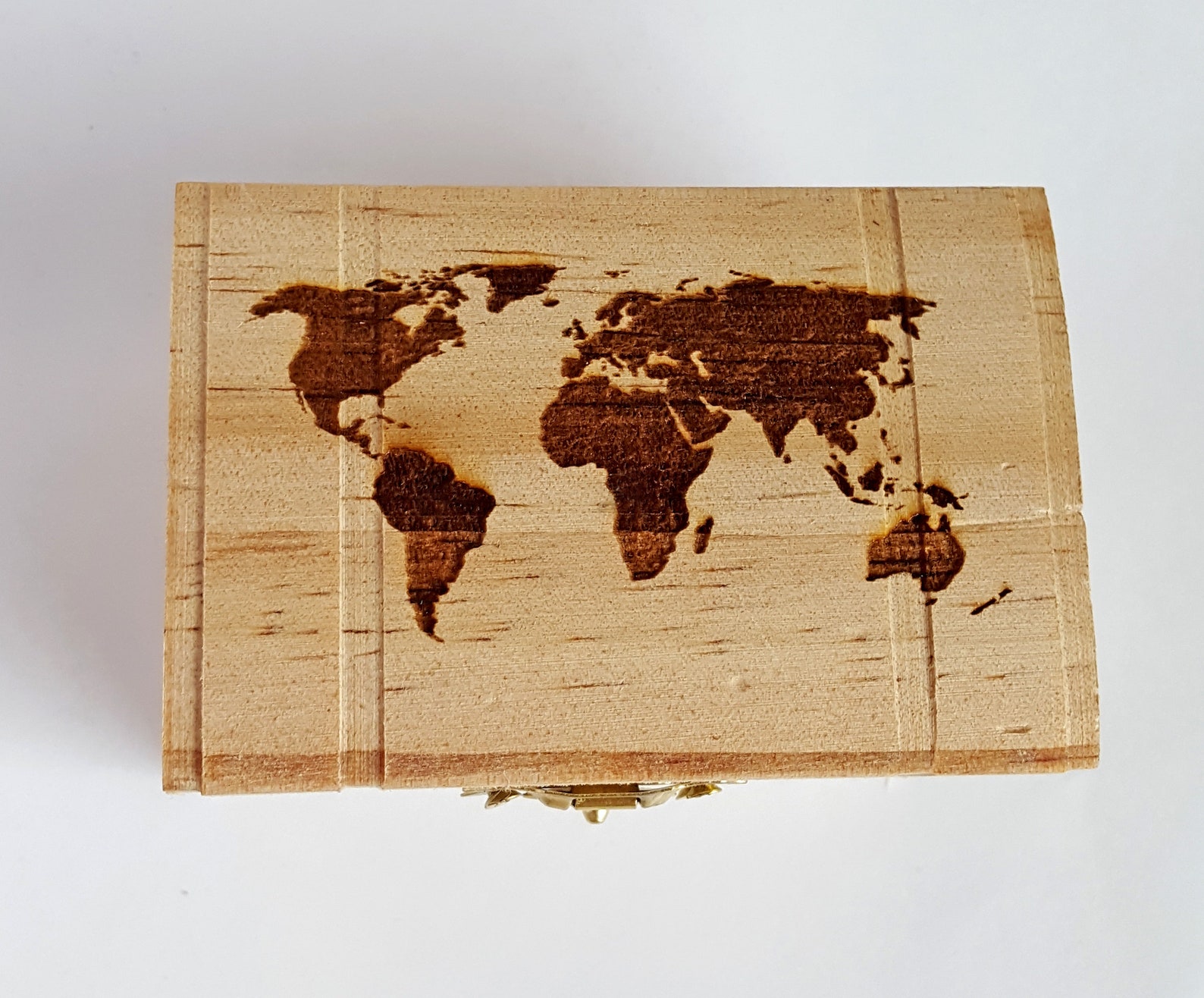 World Map Small Wooden Box Traveling Memento Gift Free - Etsy