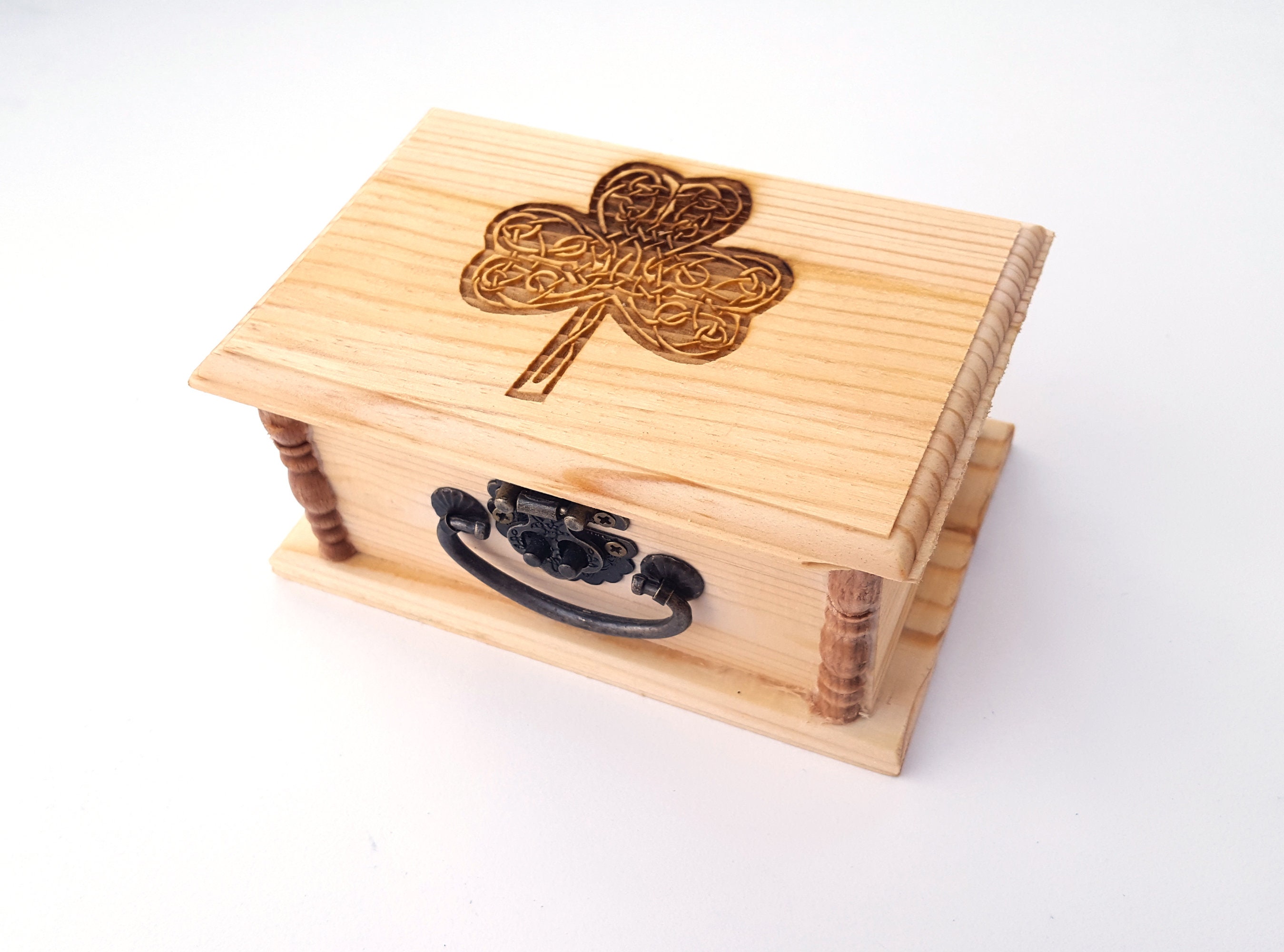 Shamrock Wooden Box : Free Custom Engraving | Etsy