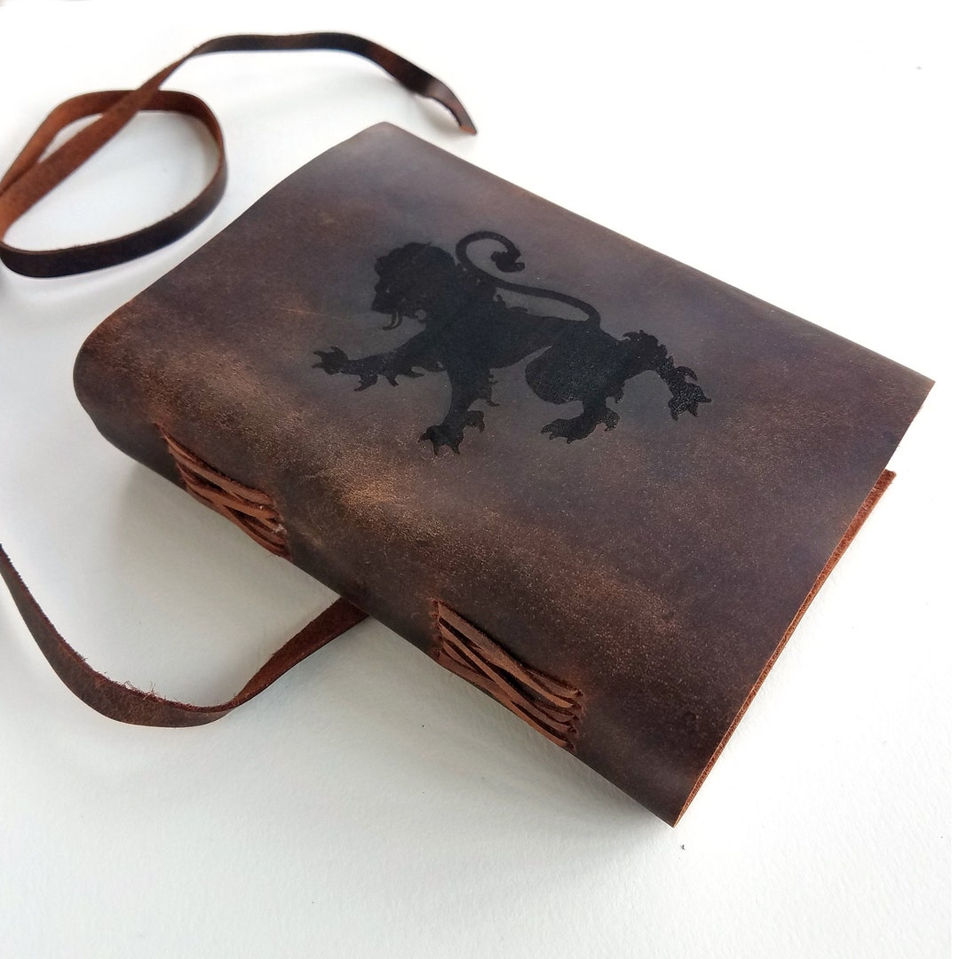 Lion Rampant Mens Leather Journal, Free Personalization 5" X 7" Blank ...