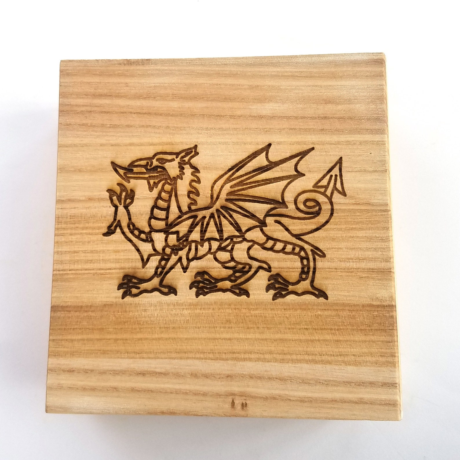 Welsh Dragon Wooden Box: 7.5" X 7.5" X 2.75" Free Custom Engraved ...