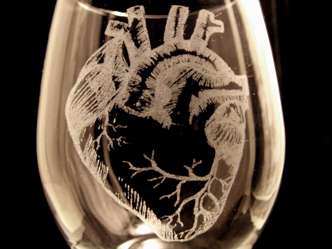 Staked Vampire Heart Stemless Wine Glass Gothic Decor, Free Engraced ...