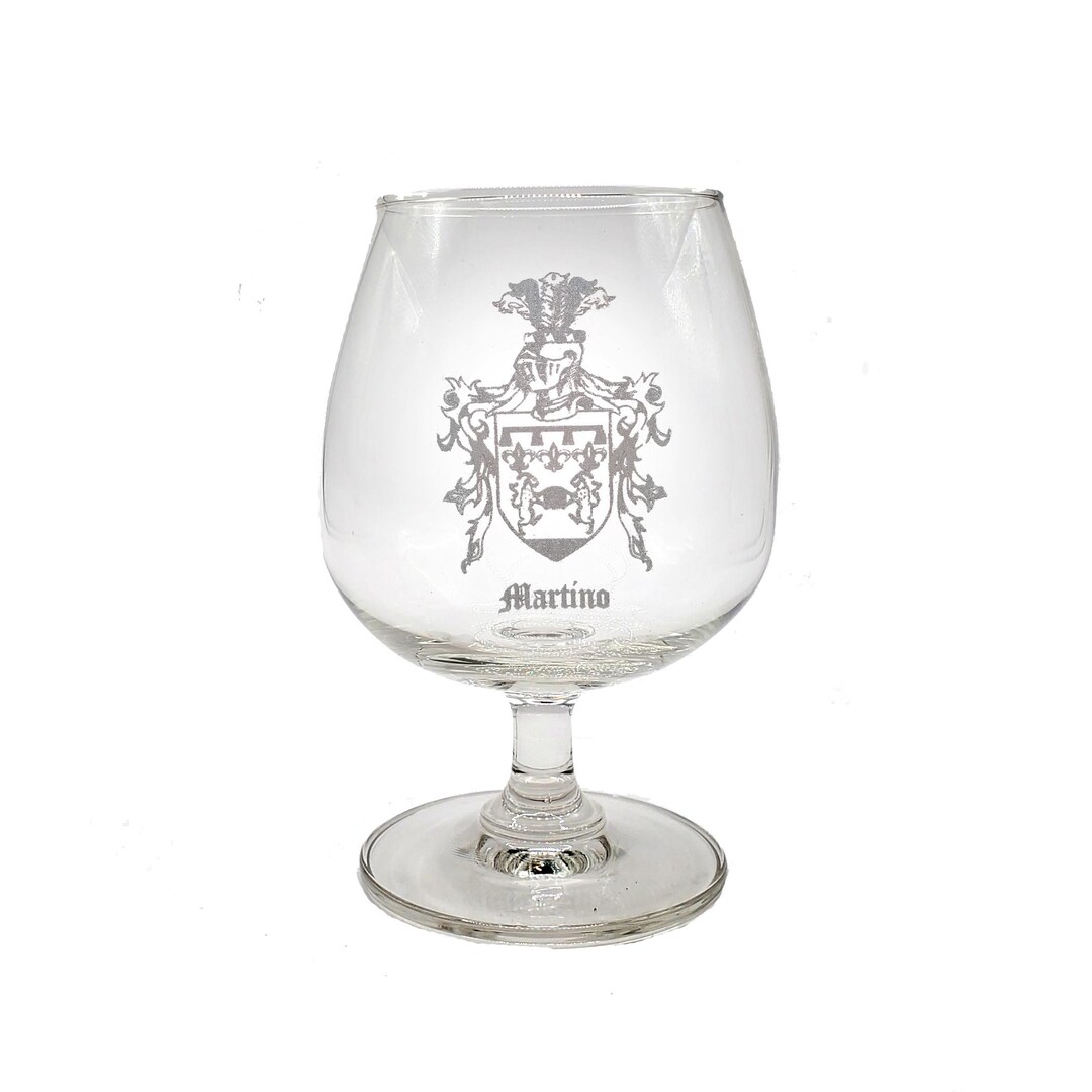 Custom Family Crest Brandy Snifter Glass 12oz, Made to Order Actual ...