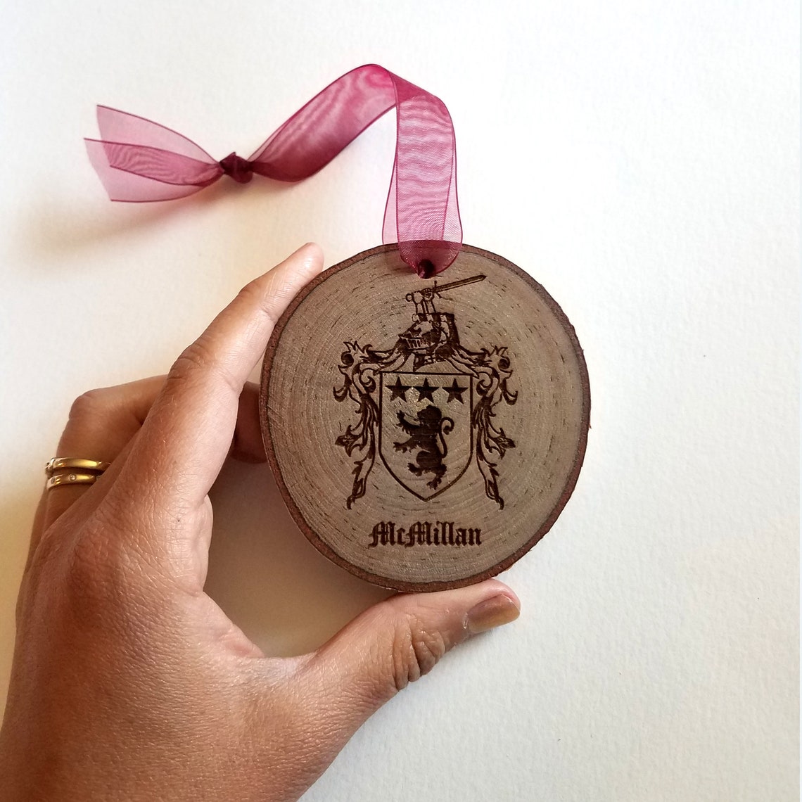 Custom Made Family Crest Engraved Wooden Ornament, Family Coat of Arms ...