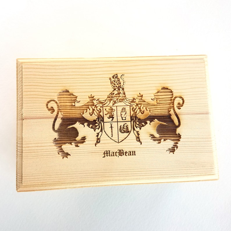 Custom Family Crest Latched Wooden Box : Free Engraved - Etsy