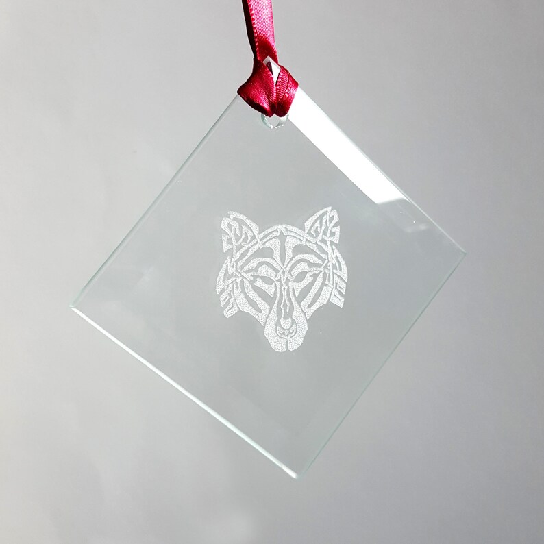 Celtic Wolf Glass Suncatcher, Free Engraved Personalization - Etsy