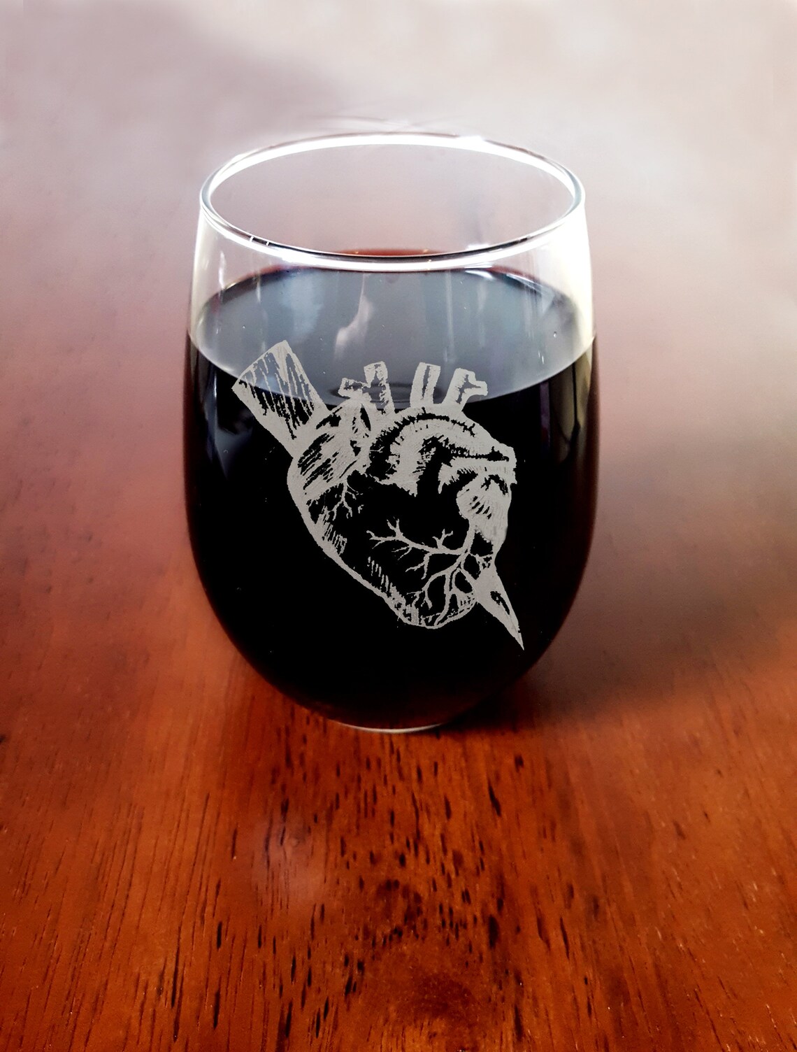 Staked Vampire Heart Stemless Wine Glass Gothic Decor, Free Engraced ...