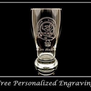 Macbeth Scottish Clan Crest Pint Glass Free Personalized Engraving ...