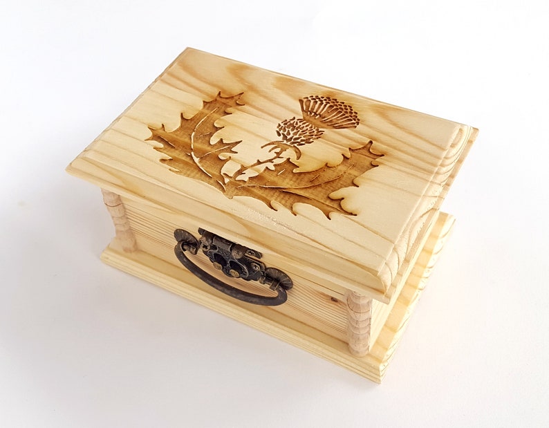 Scottish Thistle Latched Wooden Box : Free Engraved Personalization - Etsy