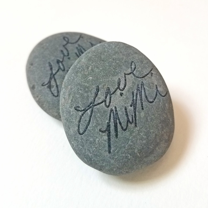 Actual Handwritten Signature Worry Stone, Custom Made Engraved Funeral ...