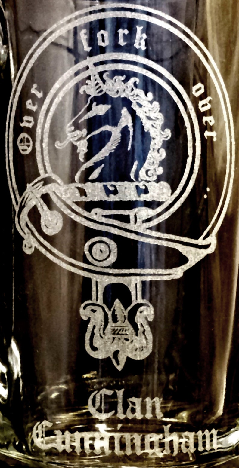 Clan Cunningham Scottish Crest Stein: Personalized Heraldic Engraving ...
