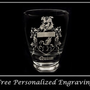 Quinn Irish Family Coat of Arms Clear Lowball Rocks Glass 10oz Set of 4 ...