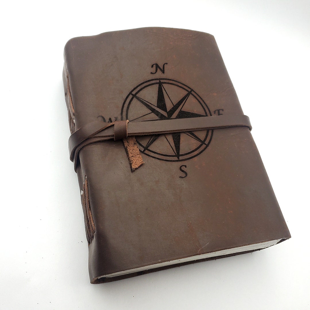 Compass Leather Journal, Free Personalization 5 X 7 Blank Travel ...
